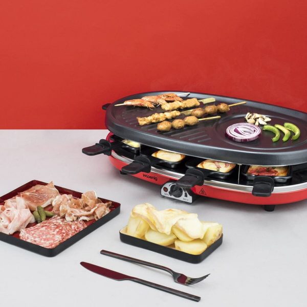 Appareil à Raclette 8 Personnes 4-en-1 : Crêpe Grill Plancha - KOENIG ...